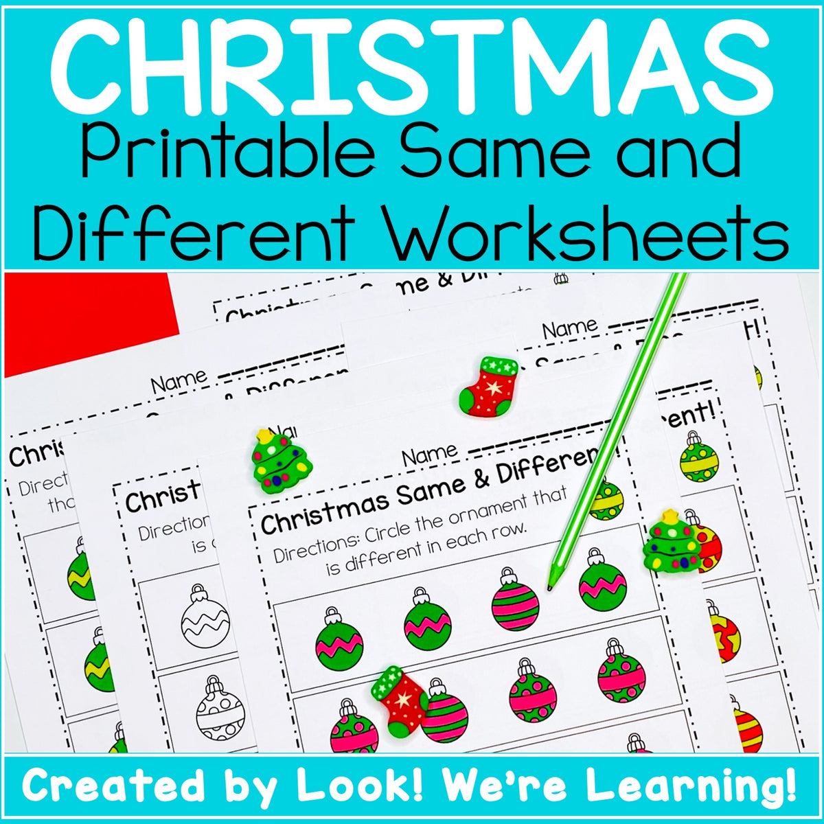 Christmas Ornament Same and Different Worksheets – Look! We're Learning!