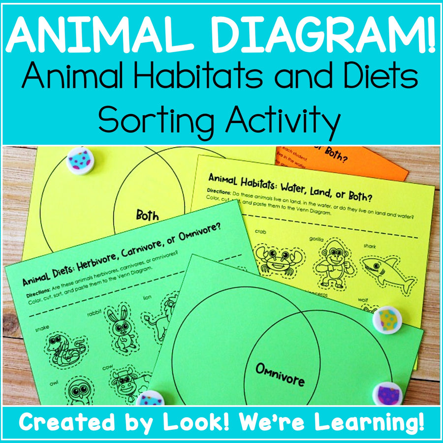 Animal Habitats & Diets Venn Diagram Sorting Activity – Look! We're ...