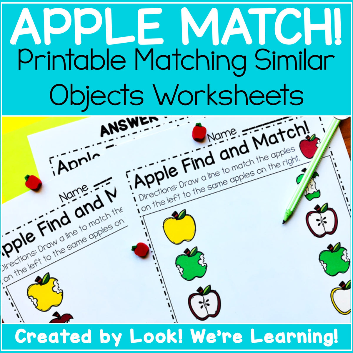 Apple Matching Worksheets for Preschool - Look! We're Learning!