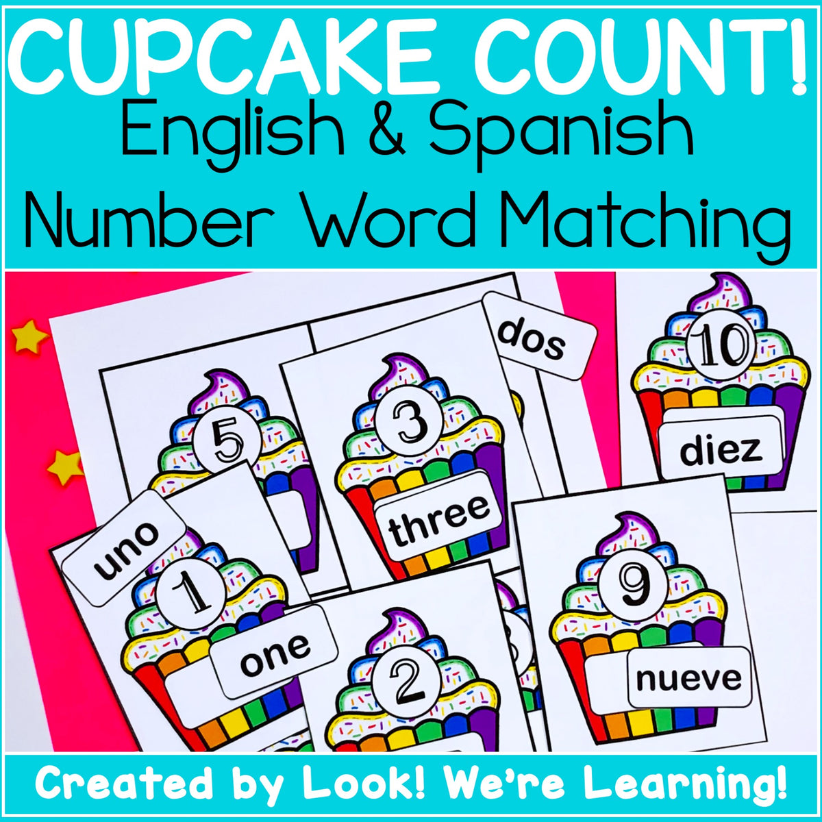 Cupcake Number Word Matching Activity – Look! We're Learning!