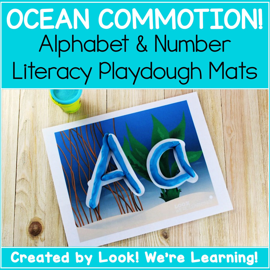 Ocean Alphabet and Number Playdough Literacy Mats – Look! We're Learning!