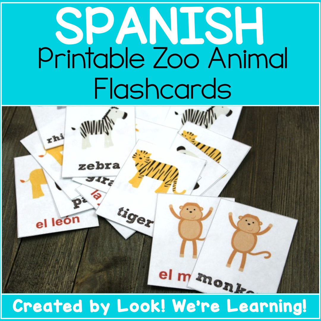 Spanish Zoo Animal Flashcards - Look! We're Learning!